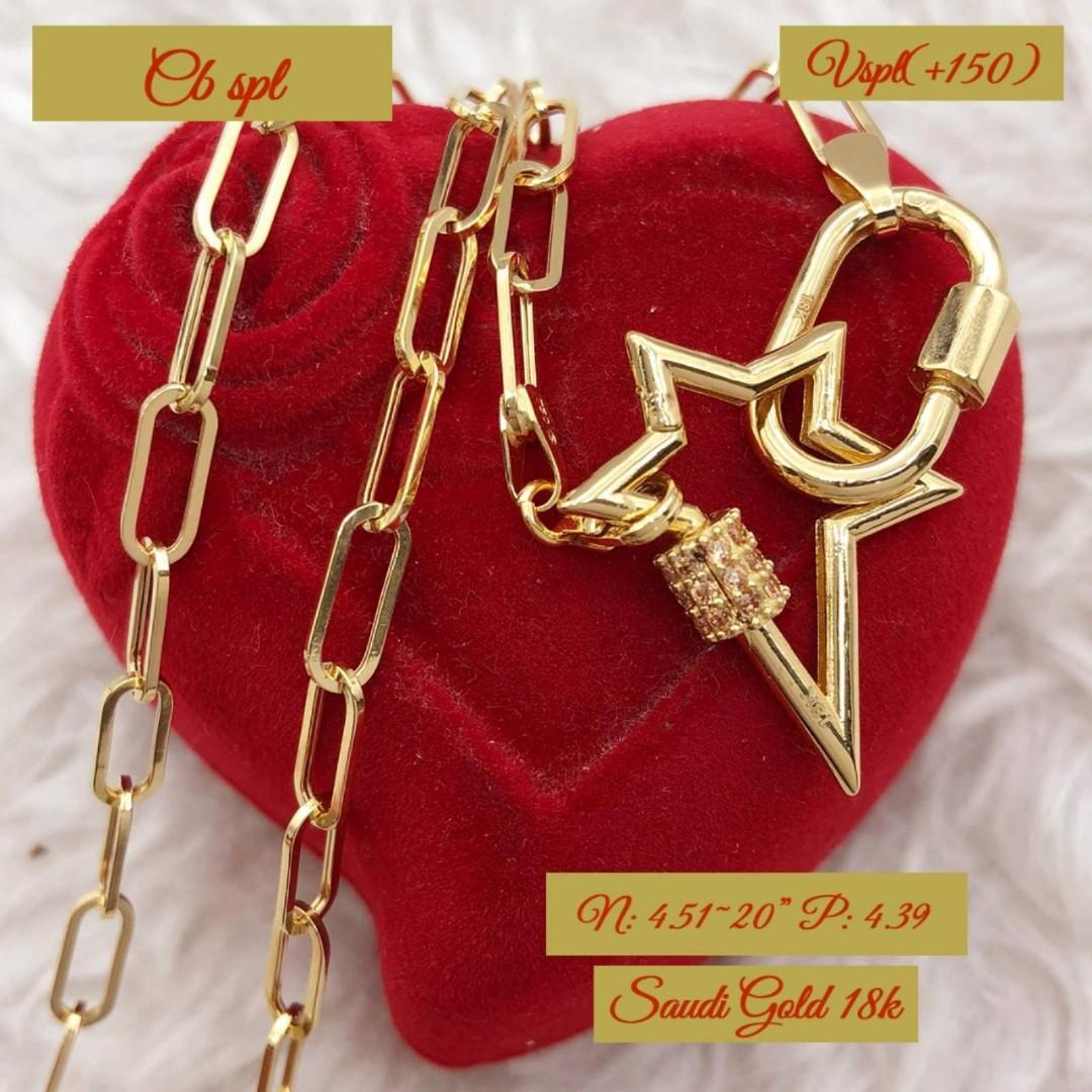 18k Saudi Gold Necklace Stars n Circles Bituin Designs, Women's Fashion ...