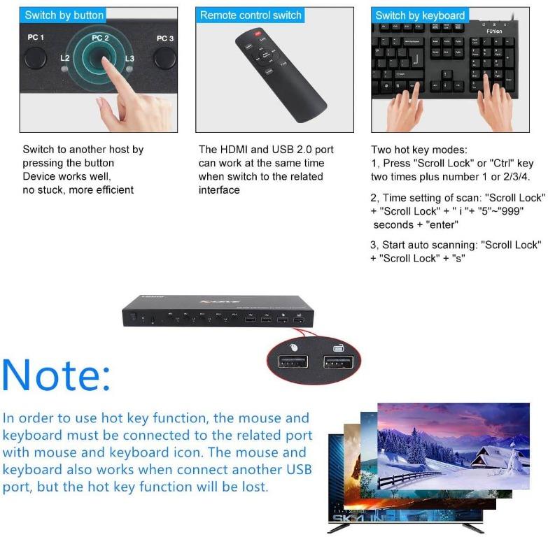 4 in 1 out KVM switch With remote control, Mobile Phones & Gadgets ...