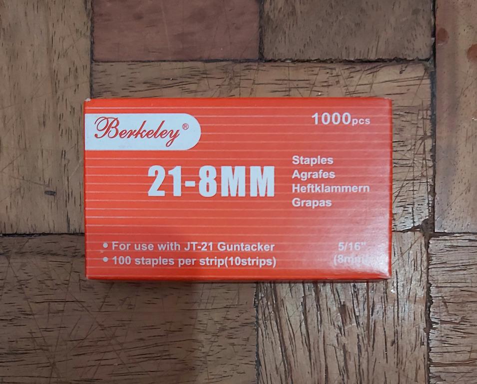 Berkeley JT21 8mm 5/16" Gun Tacker Staple Wire 1000pcs, Hobbies & Toys ...