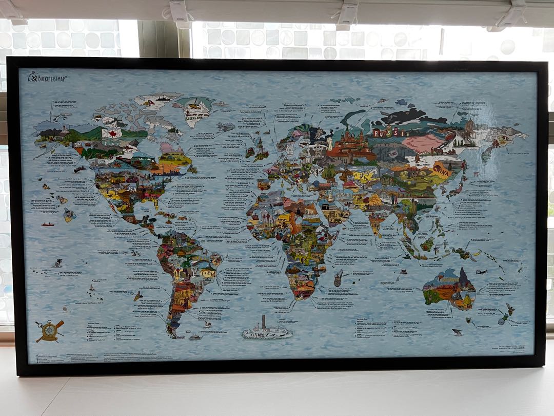 Bucket List Map and Frame, Furniture & Home Living, Home Decor, Frames ...