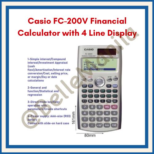 Casio FC-200V Financial Calculator with 4 Line Display, Hobbies & Toys ...