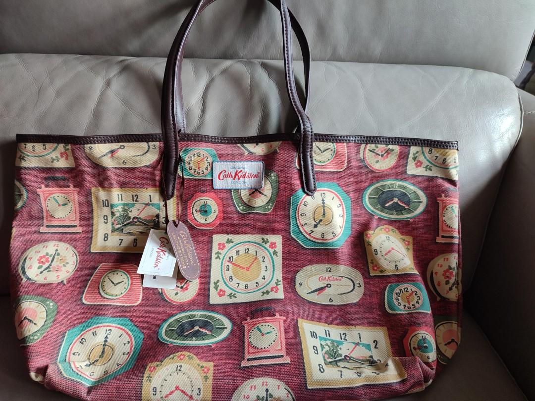 Cath Kidston red "Clock" large tote bag, Women's Fashion, Bags ...