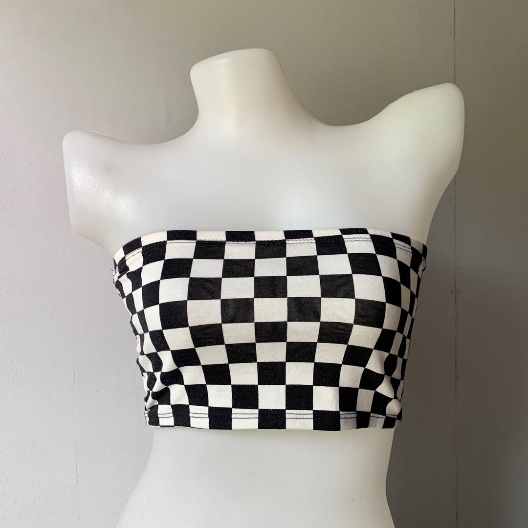 Checkered tube top, Women's Fashion, Tops, Others Tops on Carousell
