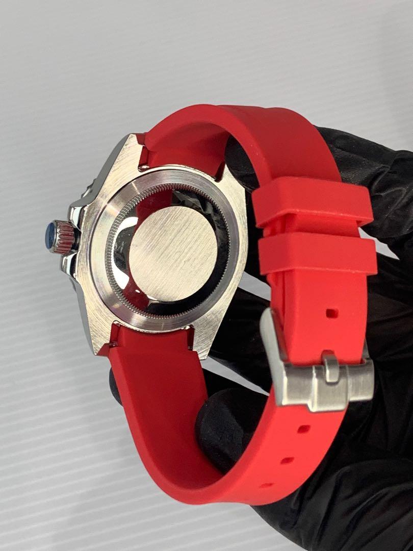 Custom Seiko Mod Red Black Coke Submariner, Men's Fashion, Watches ...