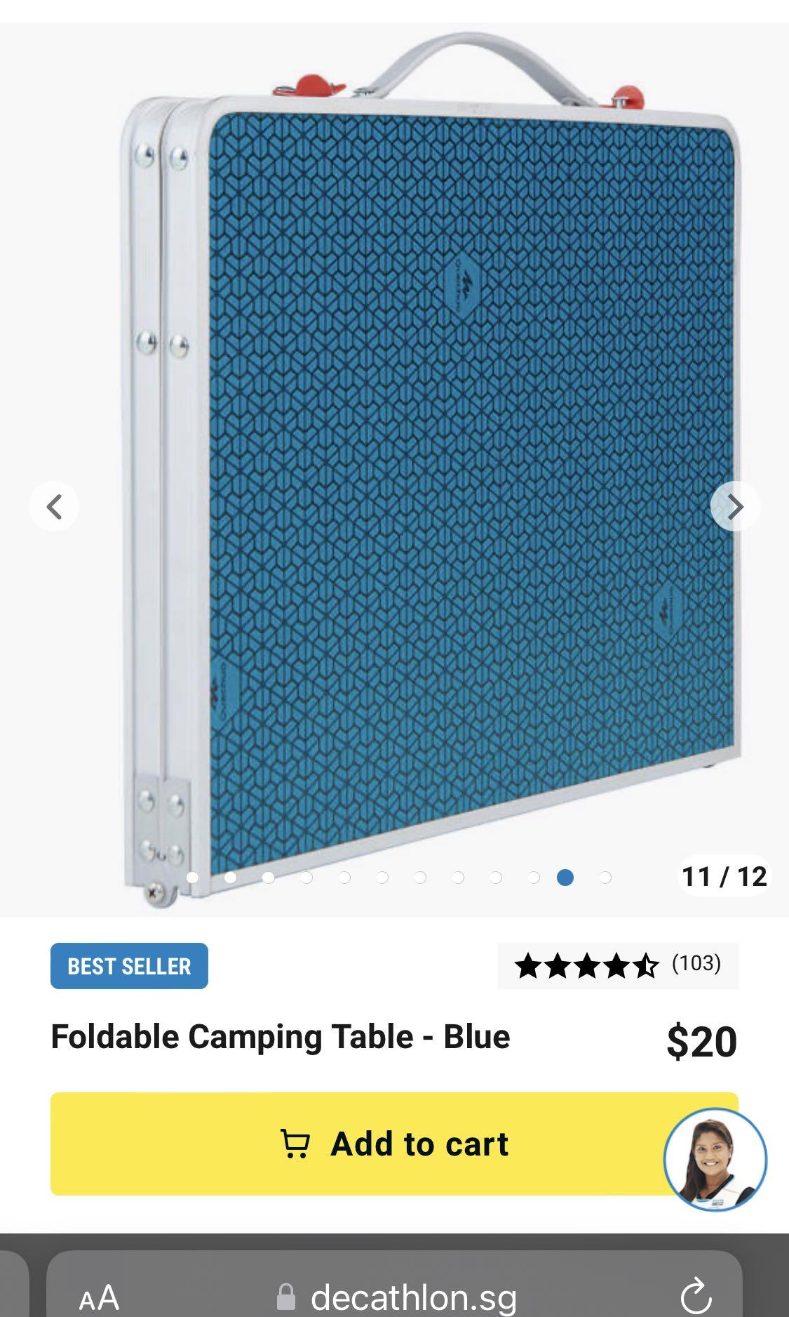 Foldable Camping Table - Blue by Decathlon (Quechua), Furniture & Home ...