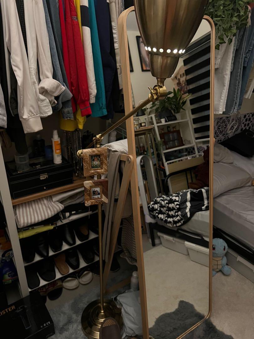 ikea gold frame standing lamp, Furniture & Home Living, Lighting & Fans ...