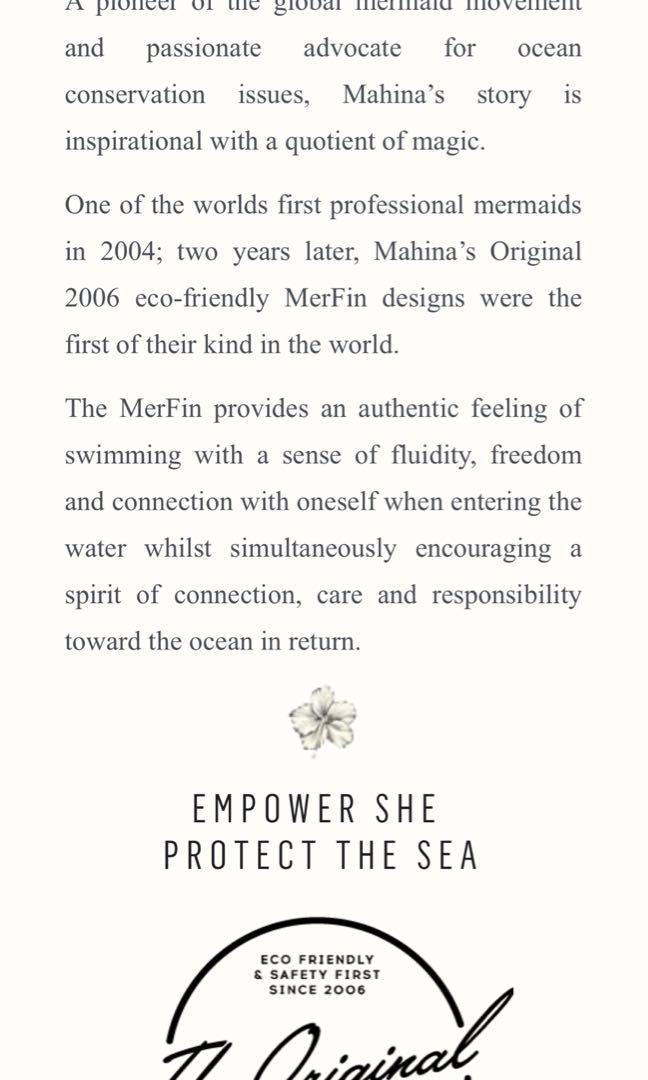 Mermaid Fin - Mahina MerFin, Sports Equipment, Sports & Games, Water ...