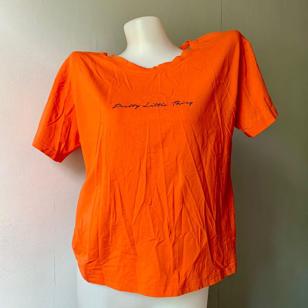 Neon Orange Shirt, Women's Fashion, Tops, Blouses on Carousell