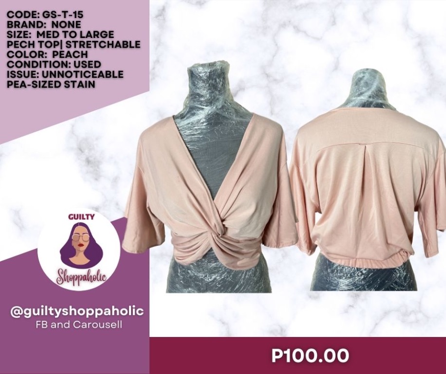 Peach V-Line Crop Top, Women's Fashion, Tops, Others Tops on Carousell