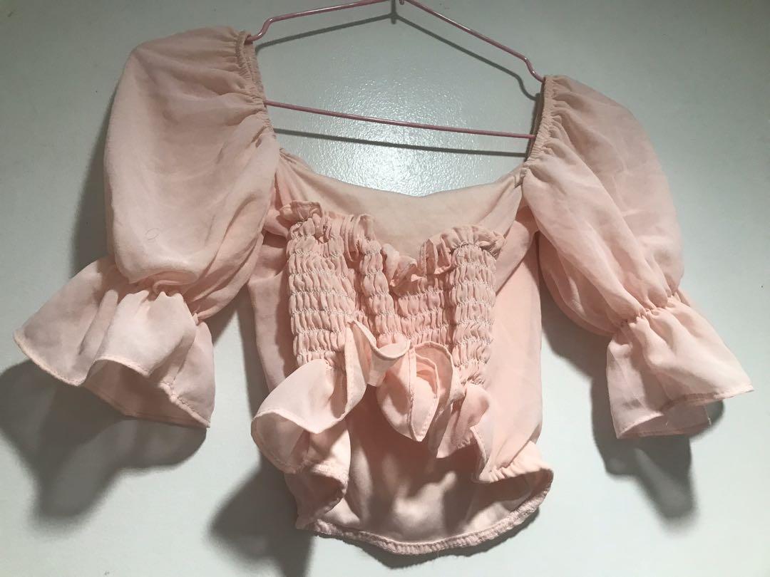 Skin tone/ neutral top, Women's Fashion, Tops, Blouses on Carousell