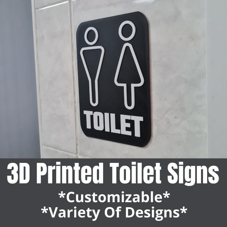 Toilet Sign | 3D Printed | Door Signage | Wall Decoration | Office ...