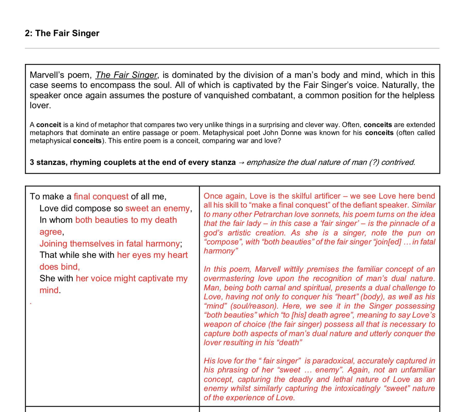 [top scorer] H2 Lit Marvell poem Notes, Andrew Marvell poem notes H2 ...
