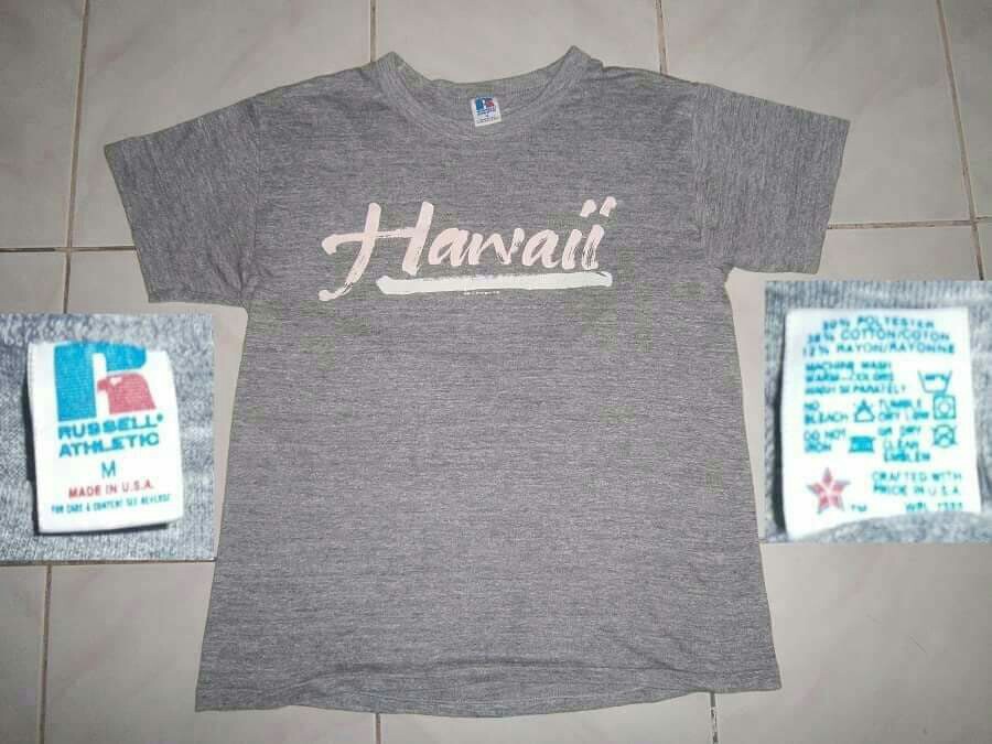 VINTAGE 80'S HAWAII MADE IN USA 50%POLYESTER 38%COTTON 12%RAYON SINGLE ...