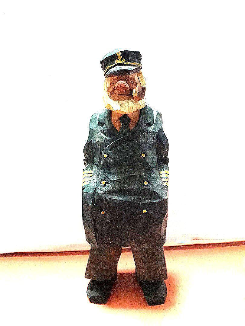 Vintage Wood Carved Sea Captain Figurine Statue, Furniture & Home ...