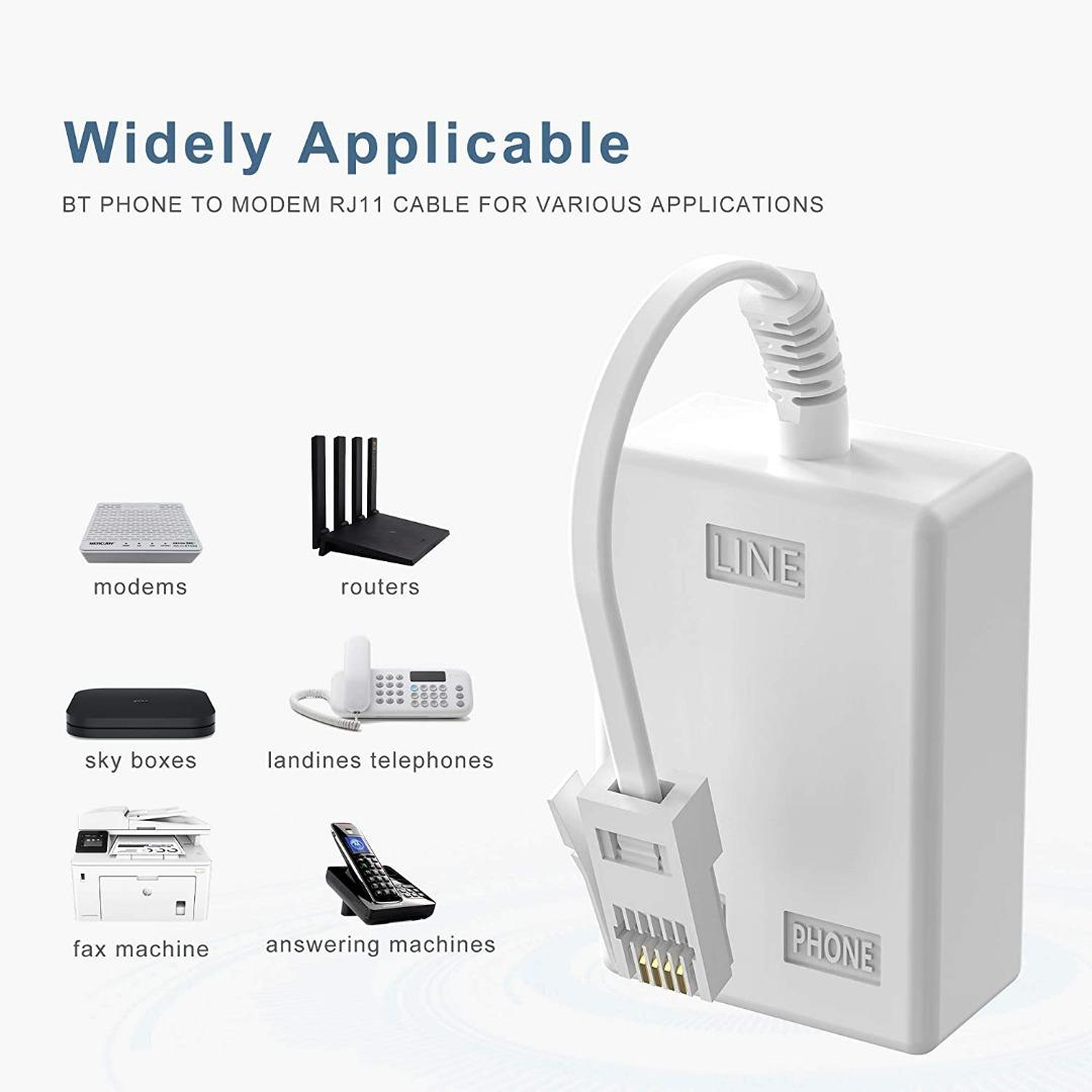 [1198] BT Plug to ADSL RJ11 Broadband internet Microfilter Splitter ...