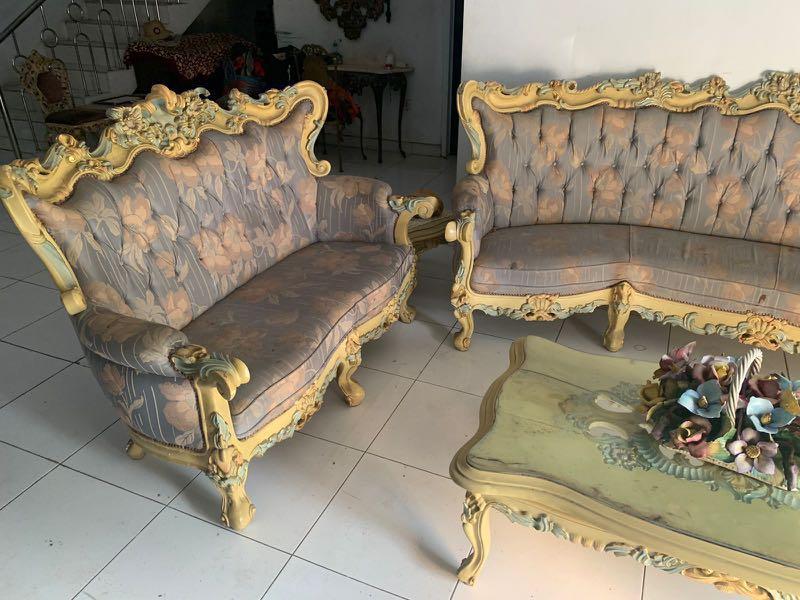 1 set sofa antik cantik full kayu jati model eropa, Antik, Furnitur di ...