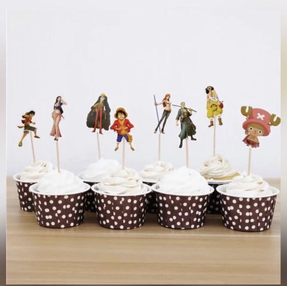 8pc One Piece Cupcake Toppers Luffy Birthday Party Cake Decoration ...