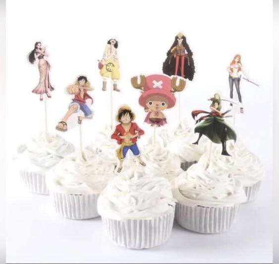 8pc One Piece Cupcake Toppers Luffy Birthday Party Cake Decoration ...