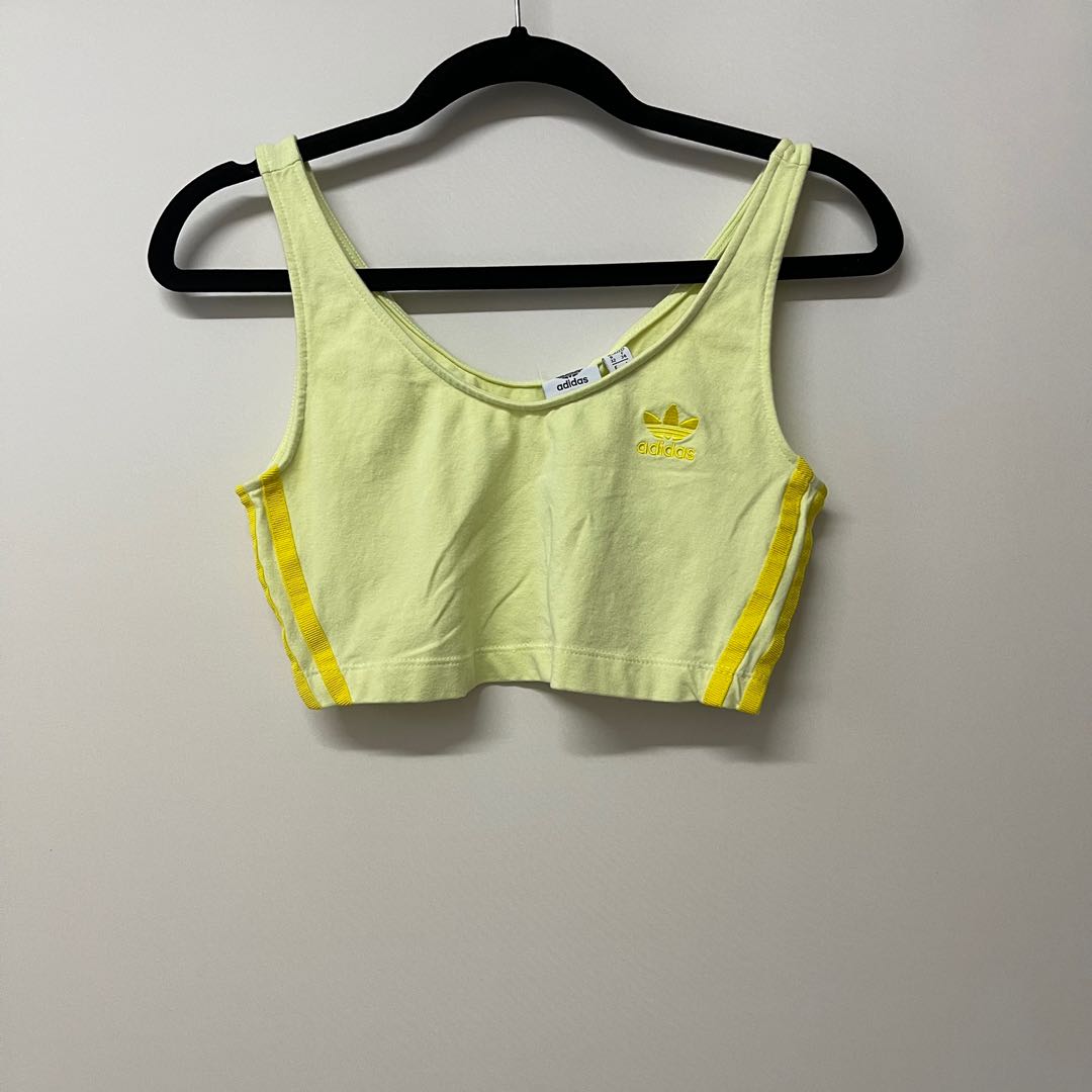 Adidas yellow green cropped top, Women's Fashion, Tops, Sleeveless on ...