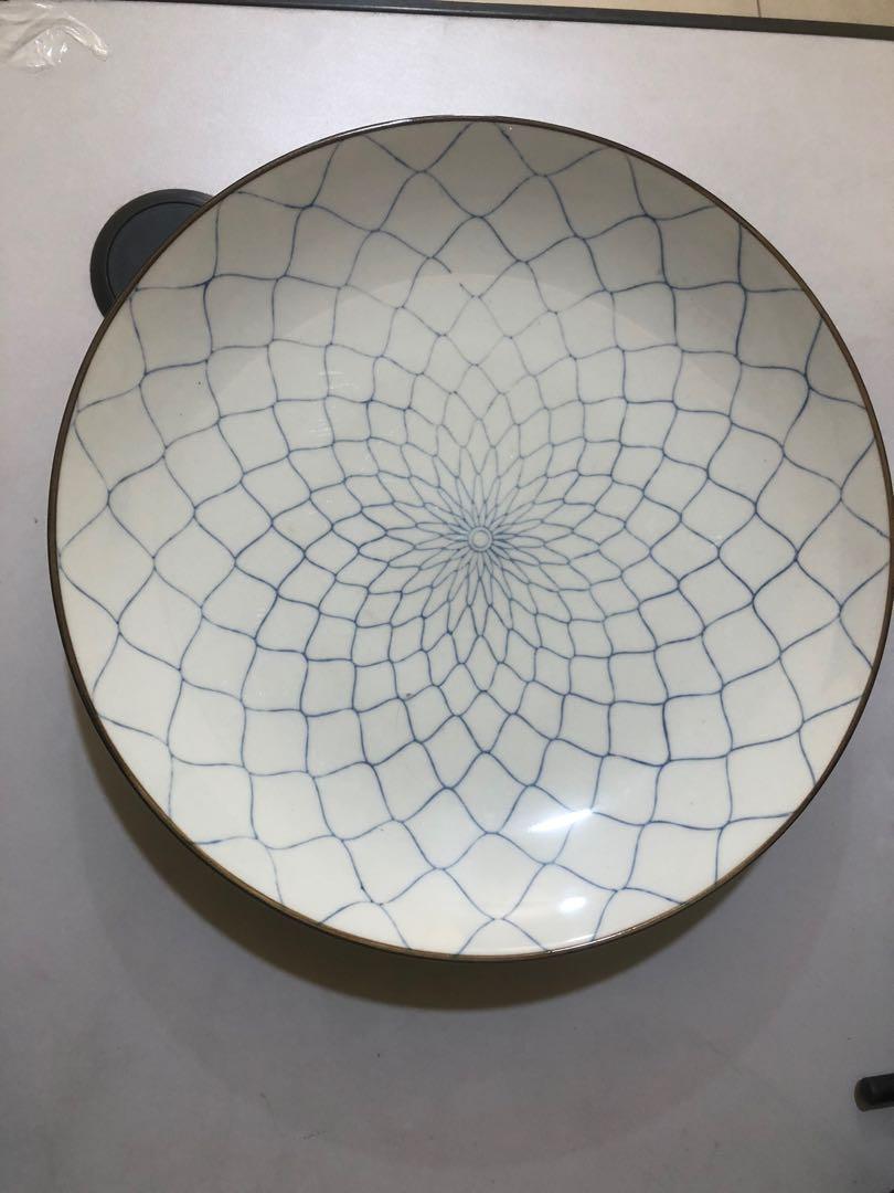 Big plate Blue line meshwork design Houzan kiln made in Japan, TV ...