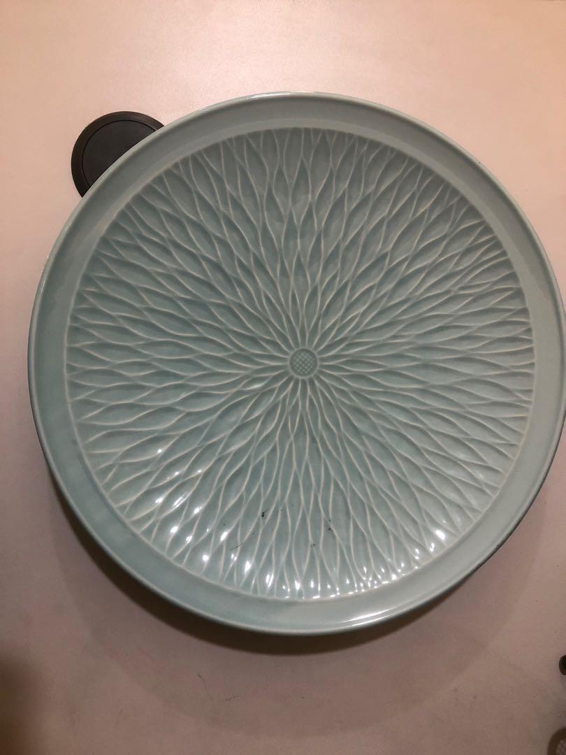 Big plate Sky blue meshwork design Houzan kiln made in Japan, Furniture ...