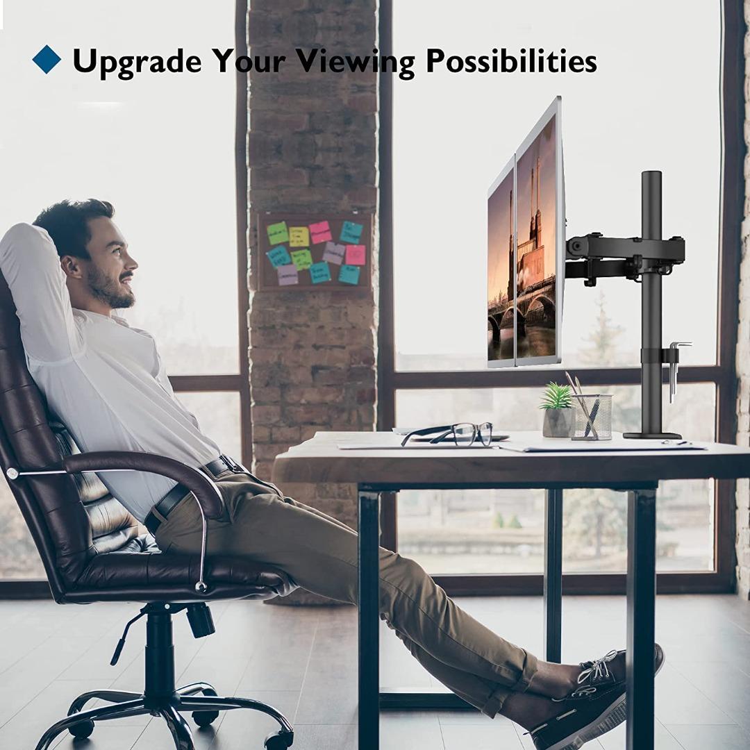 BONTEC Dual Monitor Stand for 13-27 inch LCD LED PC Screens, Ergonomic ...