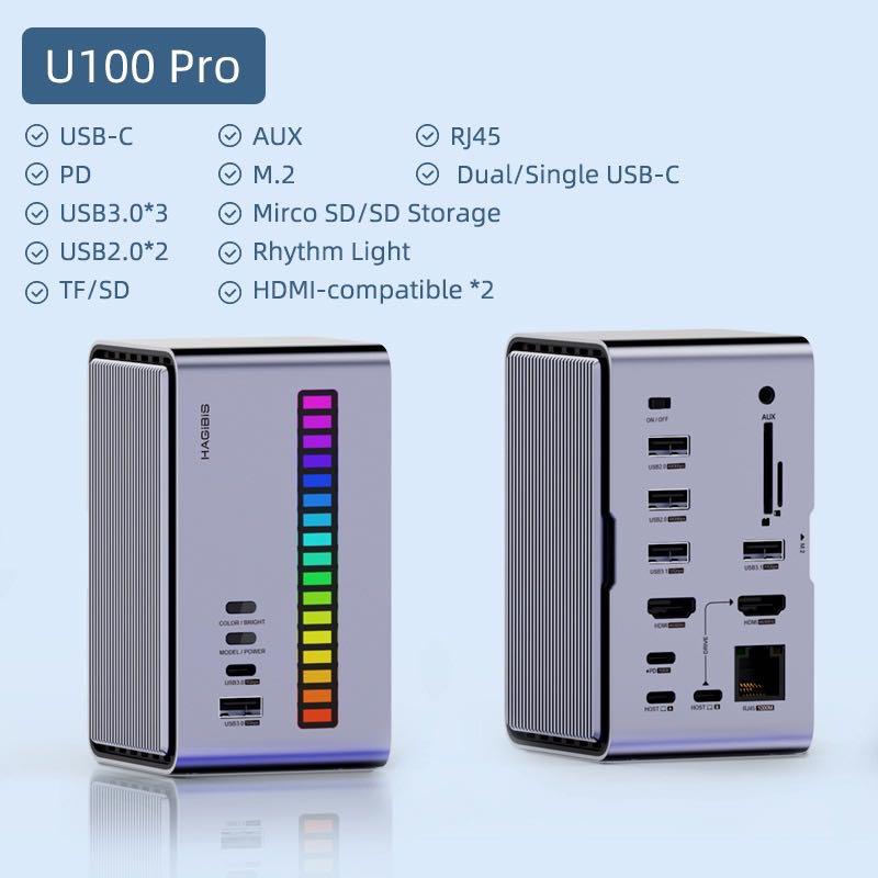 Hagibis USB C Docking Station with Dual HDMI-compatible M.2 SSD ...