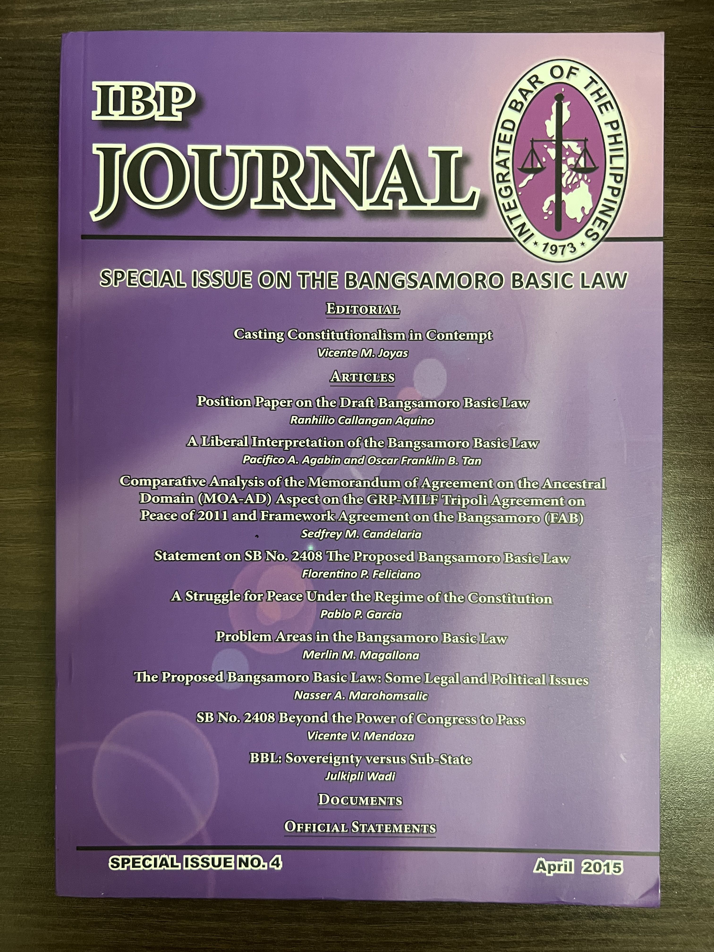 Integrated Bar of the Philippines Journal Special No. 4 (2015), Hobbies ...