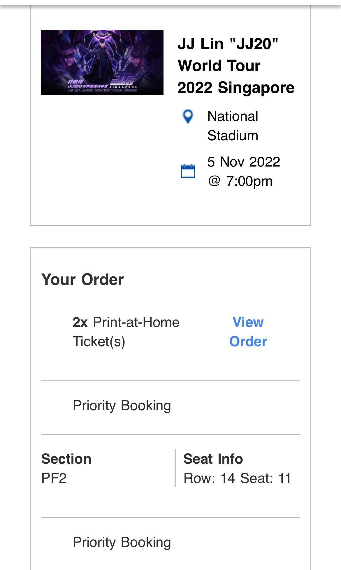 Cat 1 ticket 5 Nov 2 ticket available Cat 1 row 14 6 ticket available ...