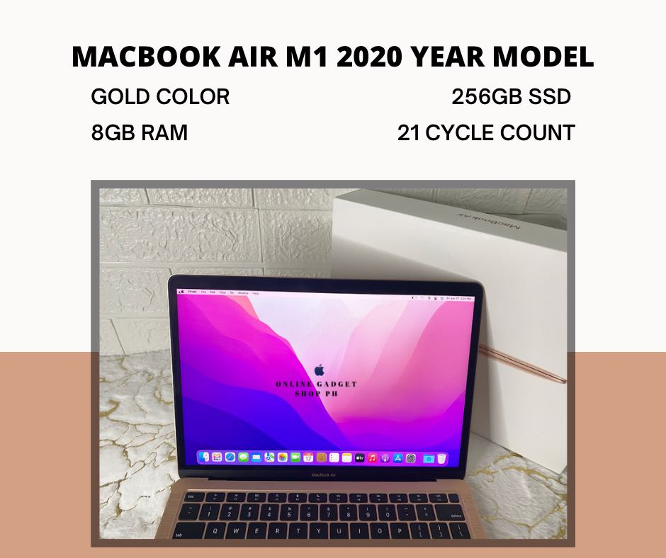 Macbook Air Gold M1 Chip complete with box and receipt, Computers ...