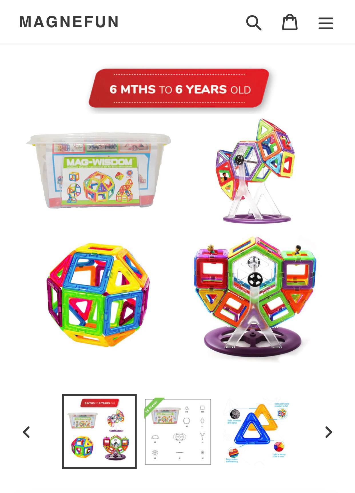 Mag Wisdom Magnetic Construction Set 56 pc, Hobbies & Toys, Toys ...