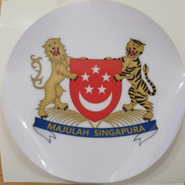 Majulah Singapura Coat of Arms Car Decal, Hobbies & Toys, Stationery ...