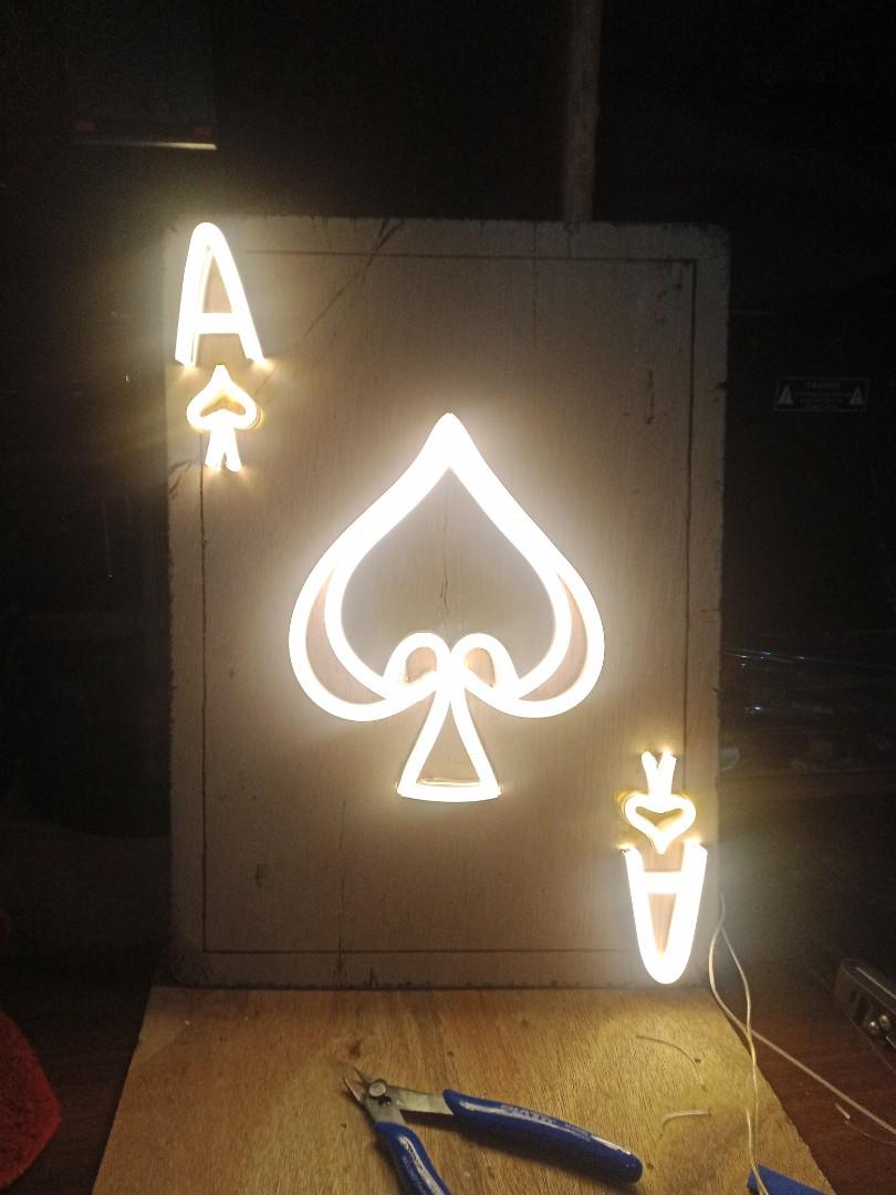 Neon sign ACE OF SPADES decor, Furniture & Home Living, Home Decor ...