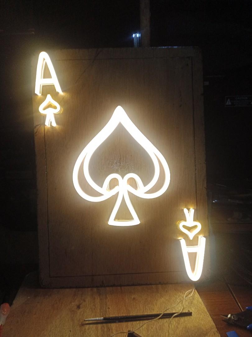 Neon sign ACE OF SPADES decor, Furniture & Home Living, Home Decor ...