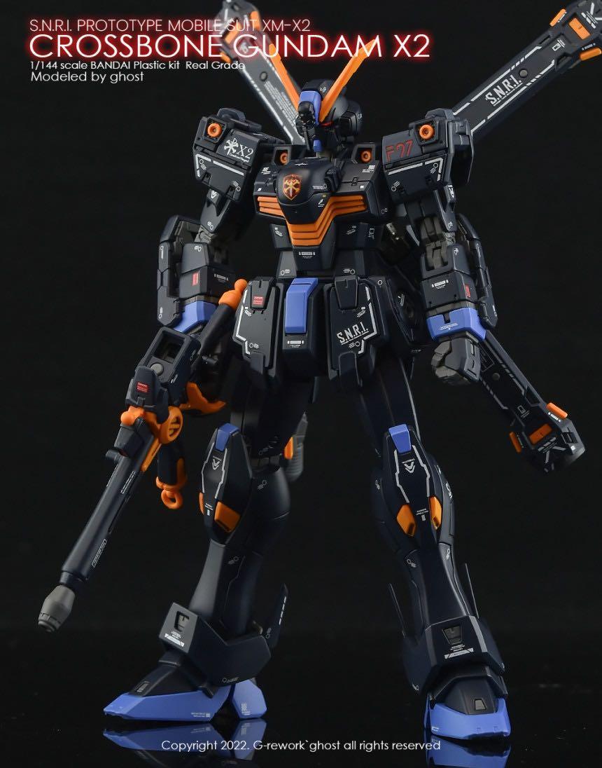 RG Crossbones Gundam X2 Gundam neon Decal 海盜高達x-2 高達螢光水貼, 興趣及遊戲, 玩具 ...