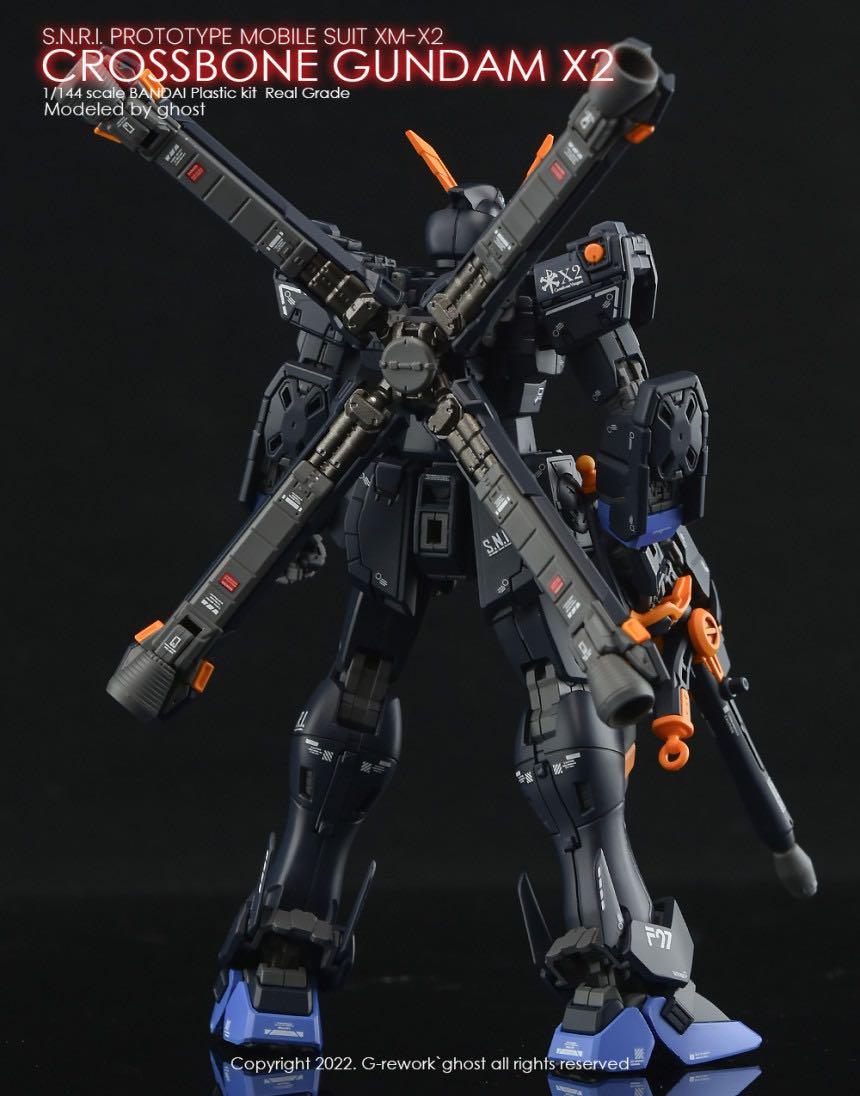 RG Crossbones Gundam X2 Gundam neon Decal 海盜高達x-2 高達螢光水貼, 興趣及遊戲, 玩具 ...