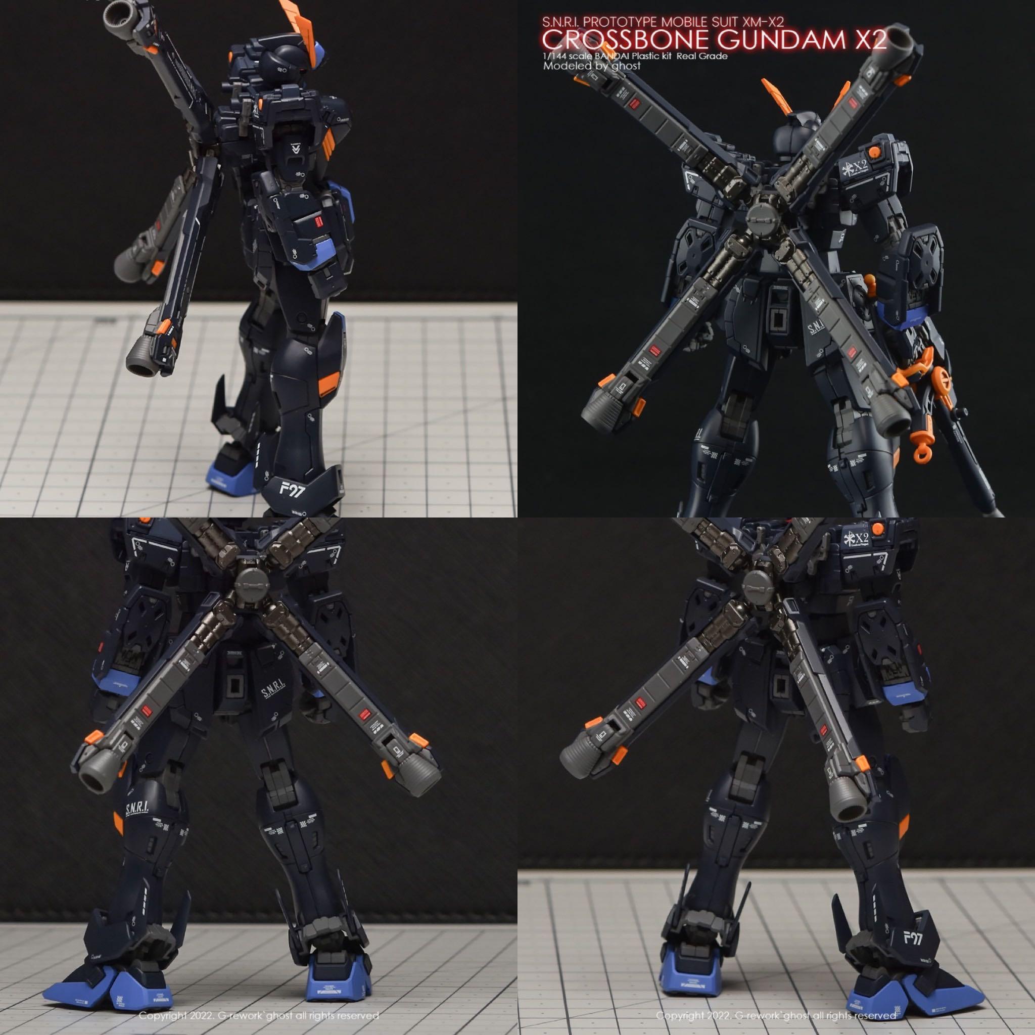 RG Crossbones Gundam X2 Gundam neon Decal 海盜高達x-2 高達螢光水貼, 興趣及遊戲, 玩具 ...