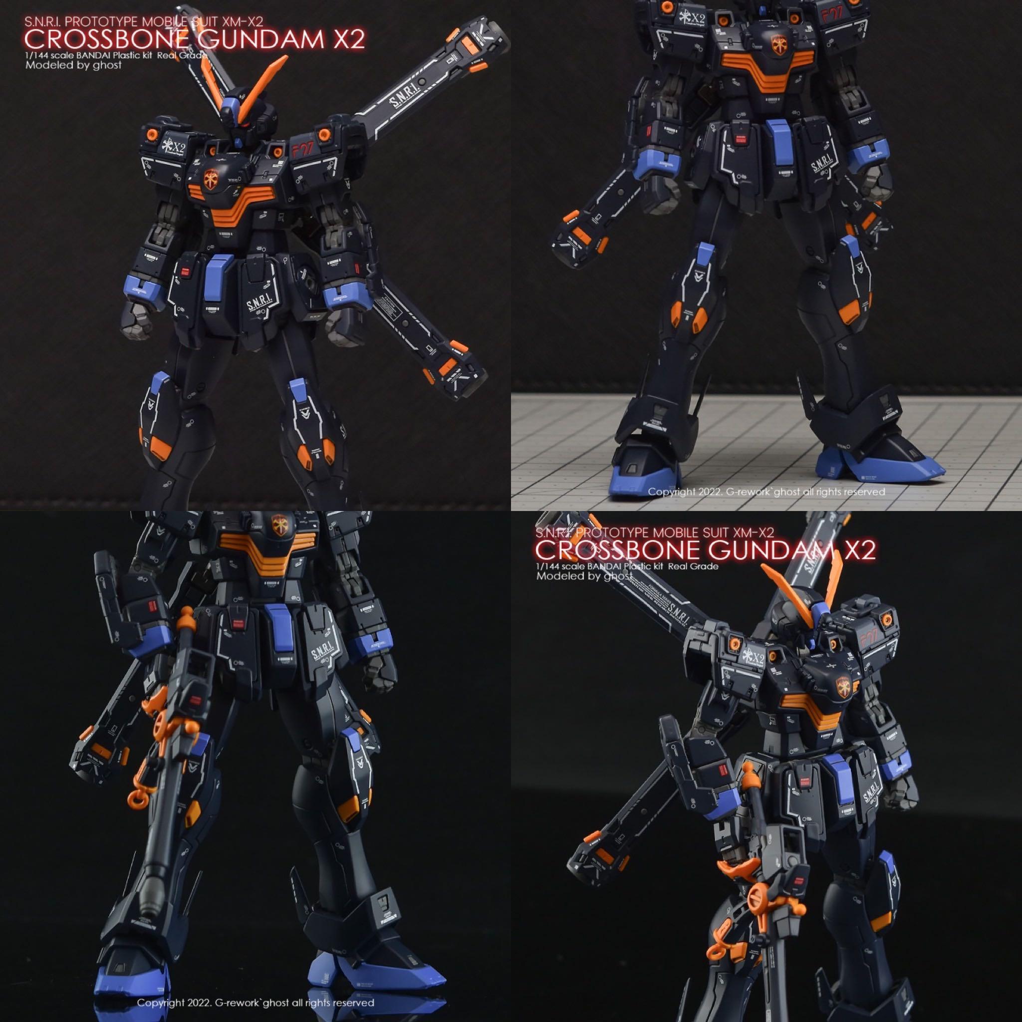 RG Crossbones Gundam X2 Gundam neon Decal 海盜高達x-2 高達螢光水貼, 興趣及遊戲, 玩具 ...