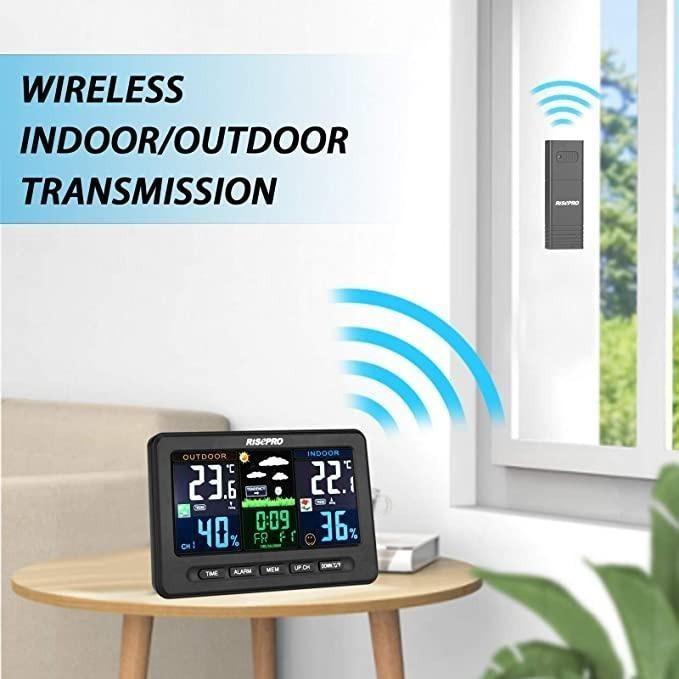 RISEPRO Indoor Outdoor Wireless Weather Station Remote Sensor ...