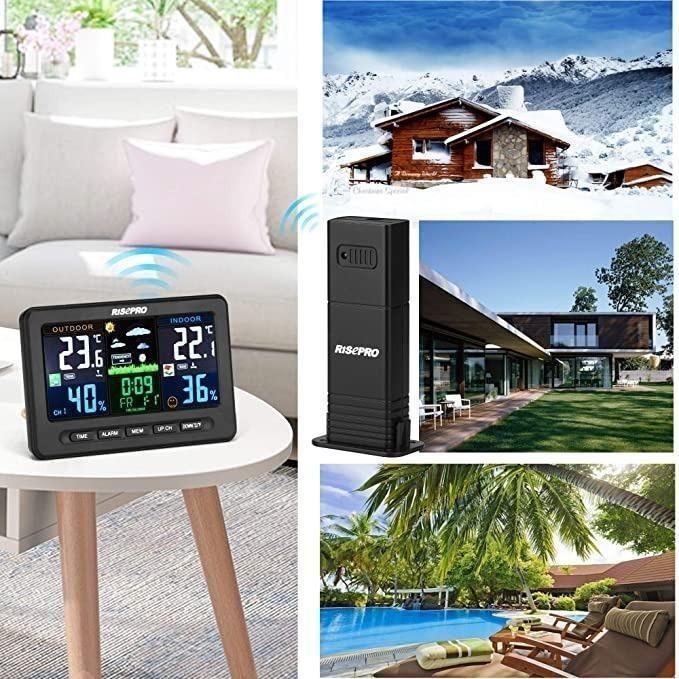 RISEPRO Indoor Outdoor Wireless Weather Station Remote Sensor ...