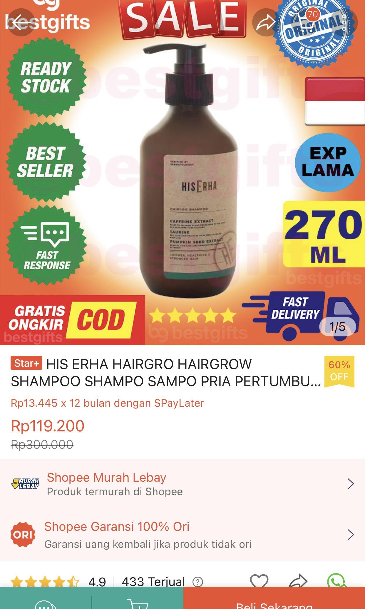 SALE His Erha Hairgro / Hairgrow Anti Dandruff Shampoo, Kesehatan ...