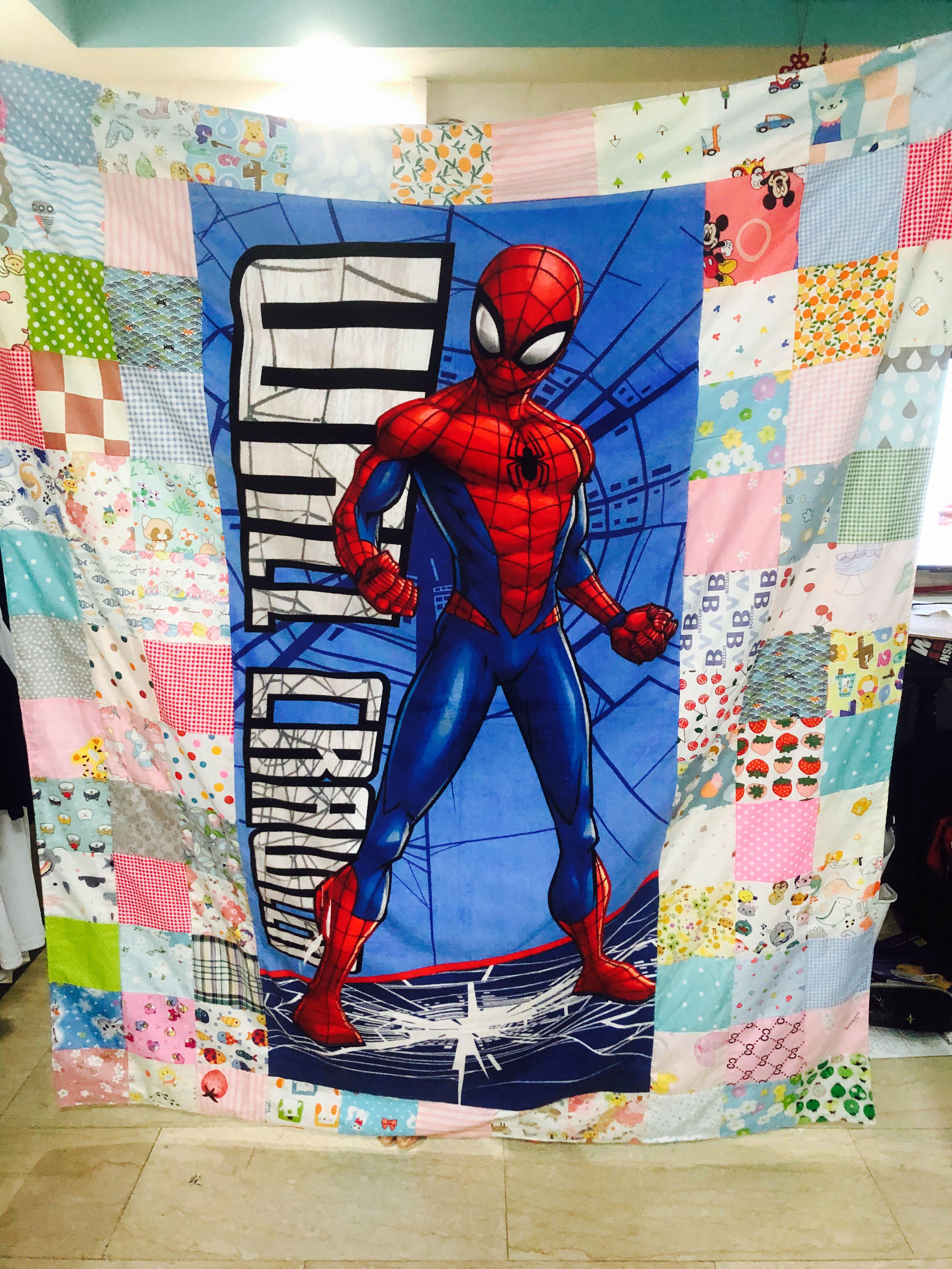 Spider-Man square patchwork blanket, Furniture & Home Living, Bedding ...