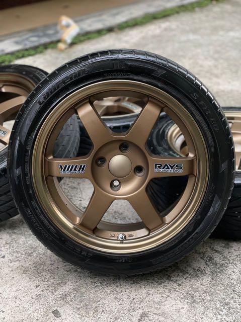 te37 16 inch sports rim myvi tyre 70%, Auto Accessories on Carousell