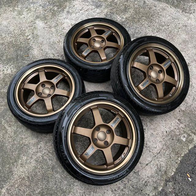 te37 16 inch sports rim myvi tyre 70%, Auto Accessories on Carousell