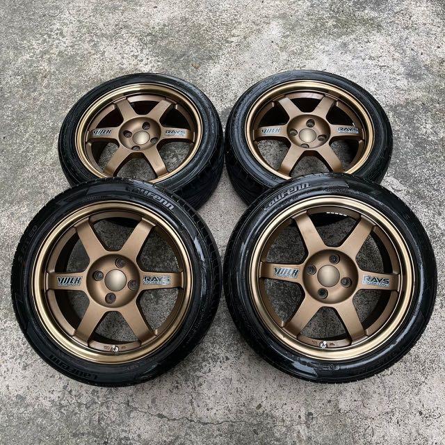 te37 16 inch sports rim myvi tyre 70%, Auto Accessories on Carousell