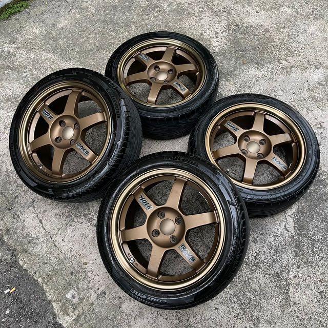 te37 16 inch sports rim myvi tyre 70%, Auto Accessories on Carousell