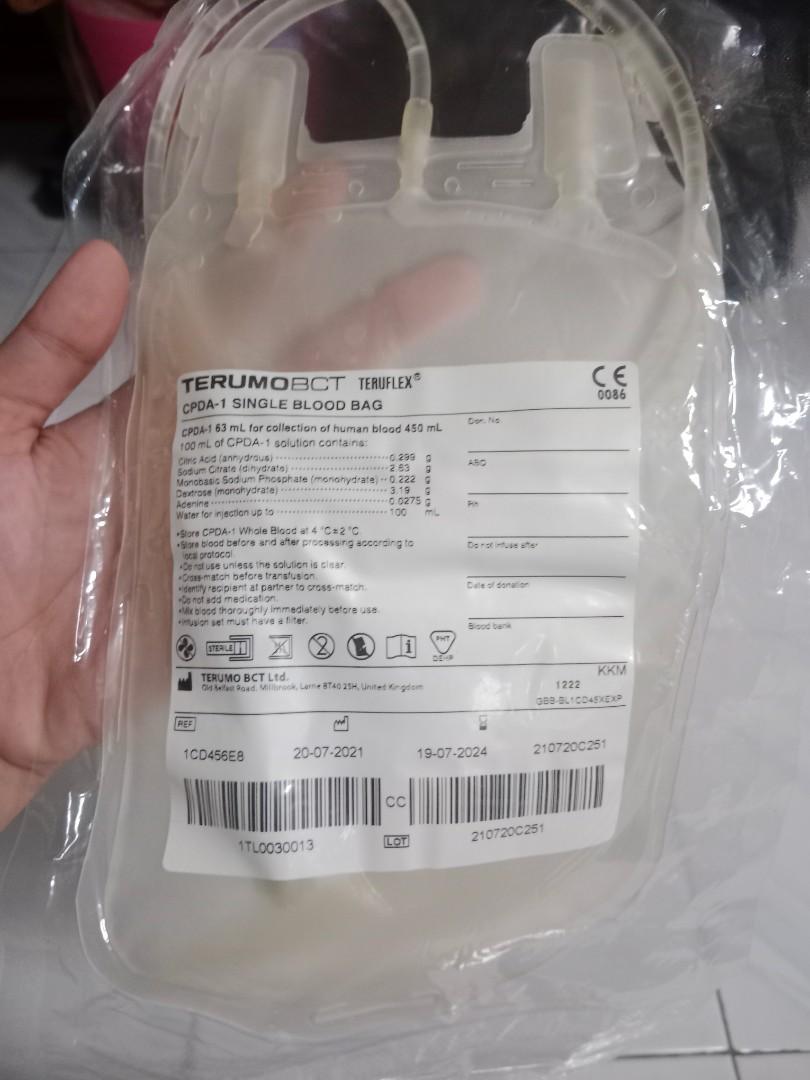 Terumo CPDA-1 Single Blood Bag, Health & Nutrition, Medical Supplies ...
