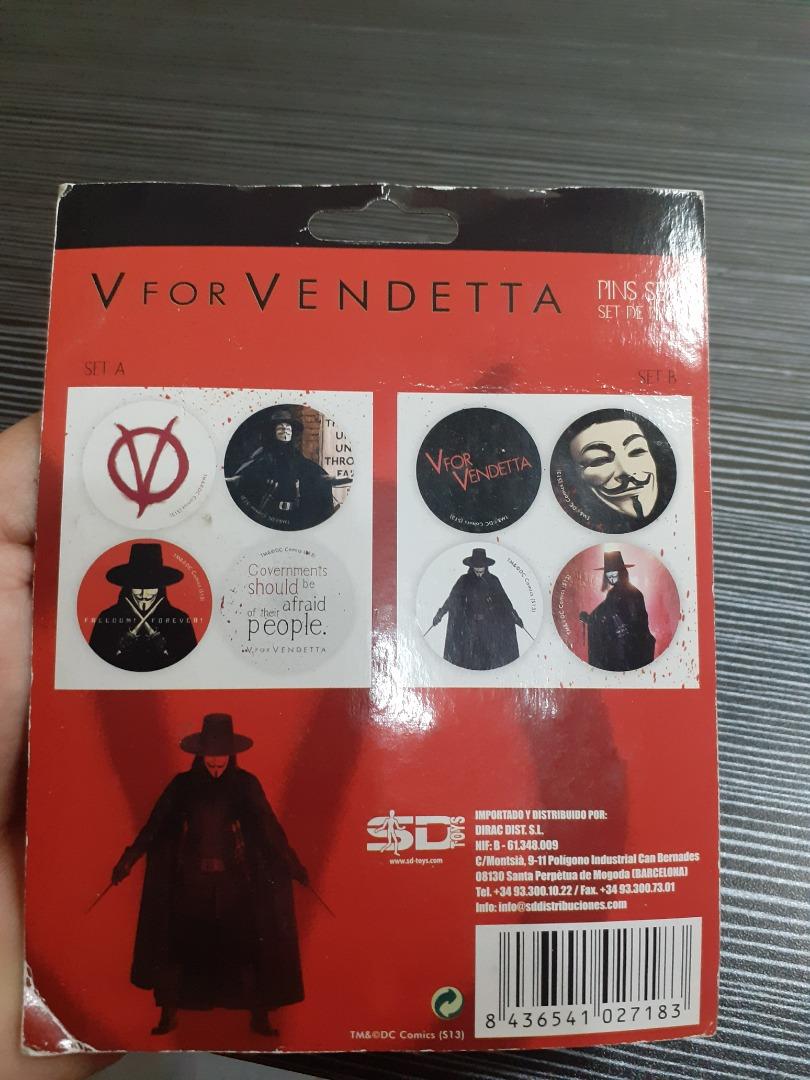 V for Vendetta Pins, Hobbies & Toys, Memorabilia & Collectibles, Fan ...