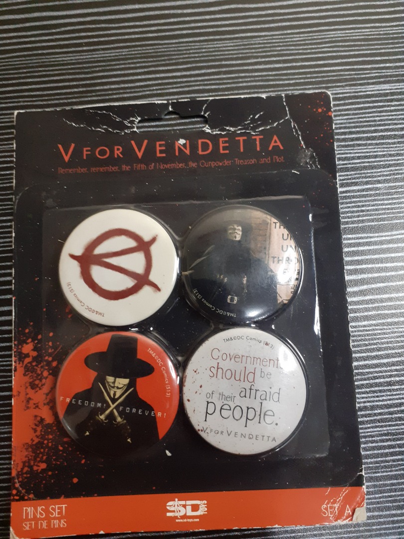 V for Vendetta Pins, Hobbies & Toys, Memorabilia & Collectibles, Fan ...