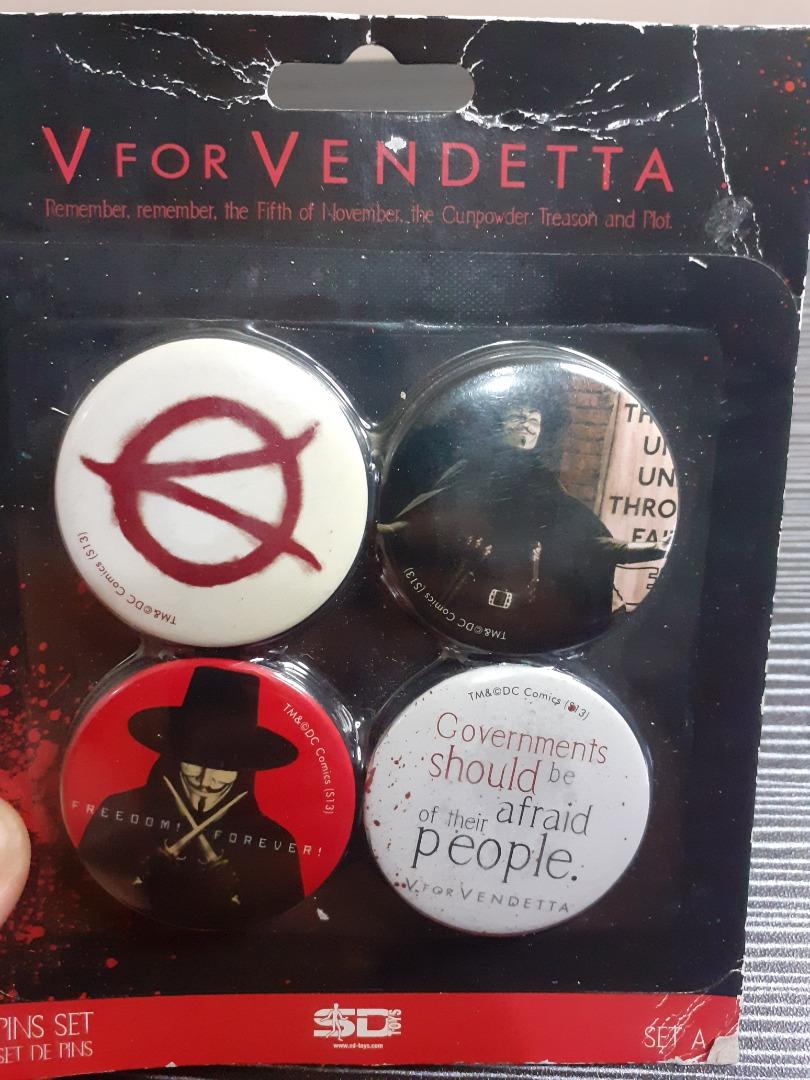 V for Vendetta Pins, Hobbies & Toys, Memorabilia & Collectibles, Fan ...